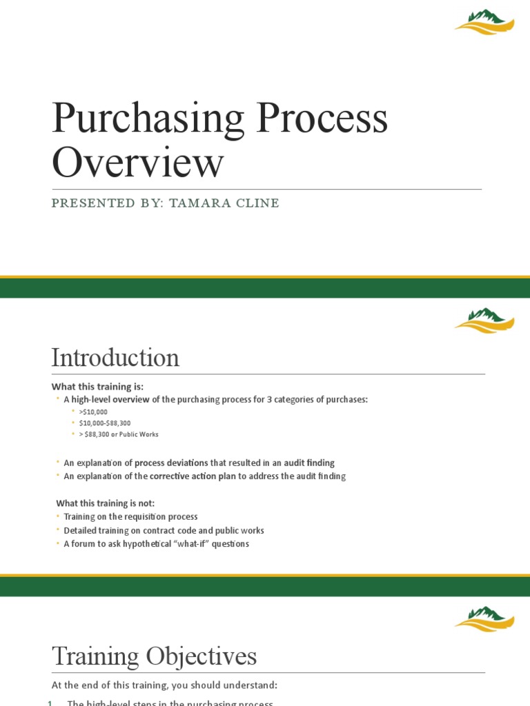 Overview of Purchasing Process Training | PDF | Procurement | Business