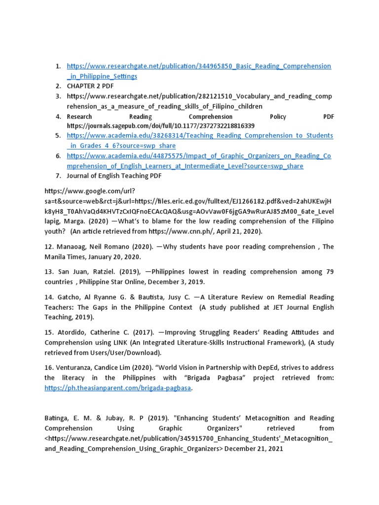 RRL | PDF | Reading Comprehension | Education Theory