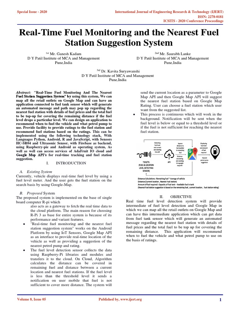 Real Time Fuel Monitoring and The Nearest Fuel Station Suggestion ...