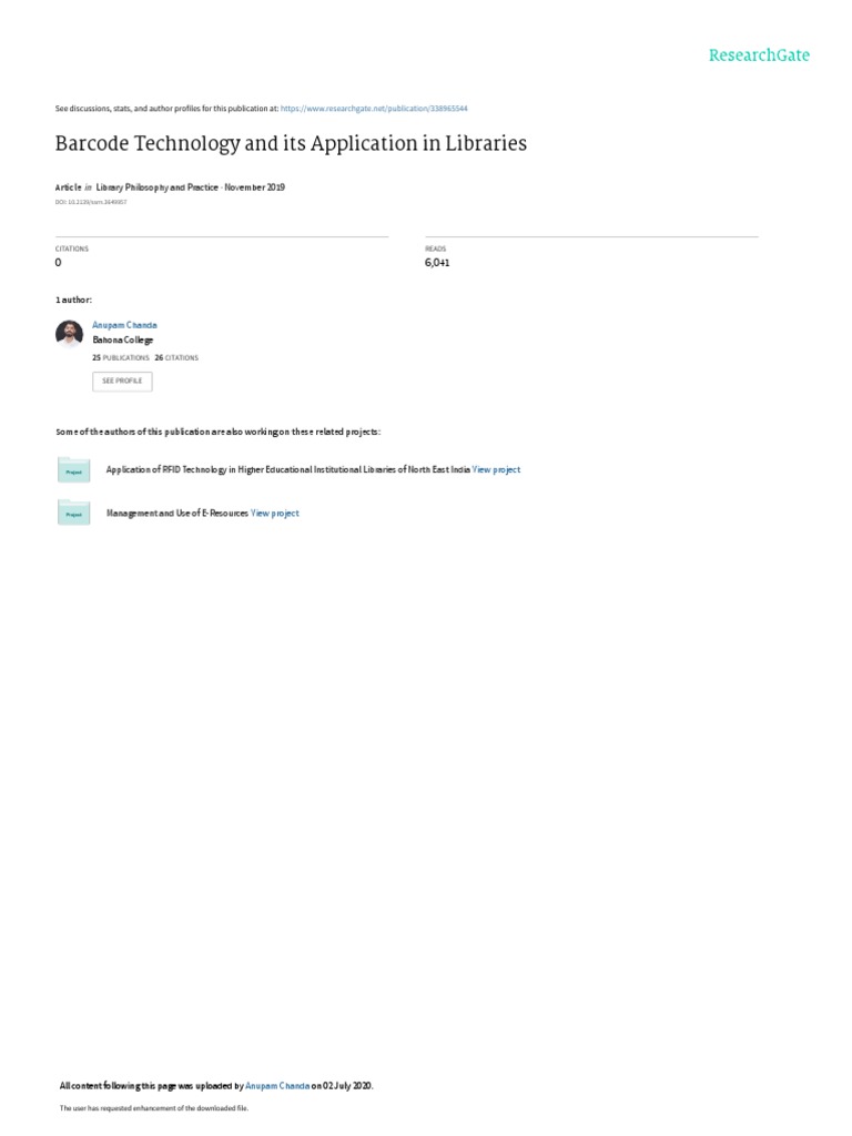 Barcode Technology And Its Application In Libraries Library Philosophy