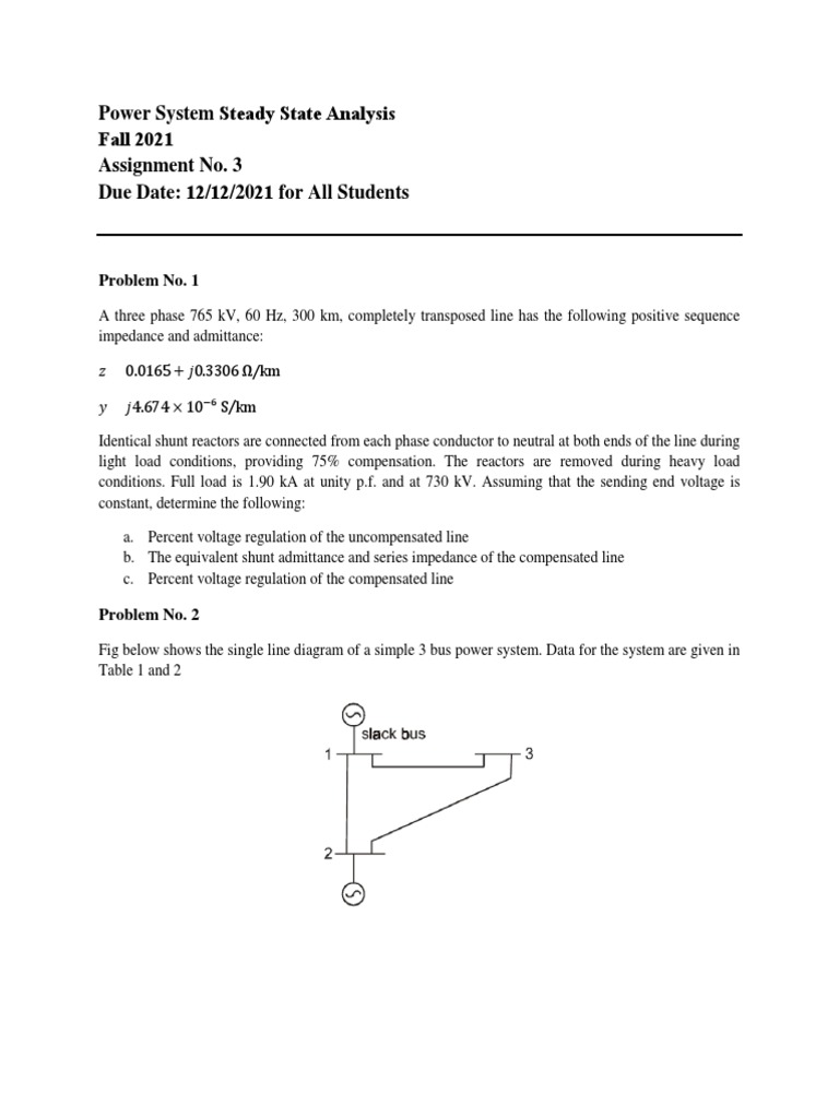 Power System Steady State Analysis Assignment Pdf