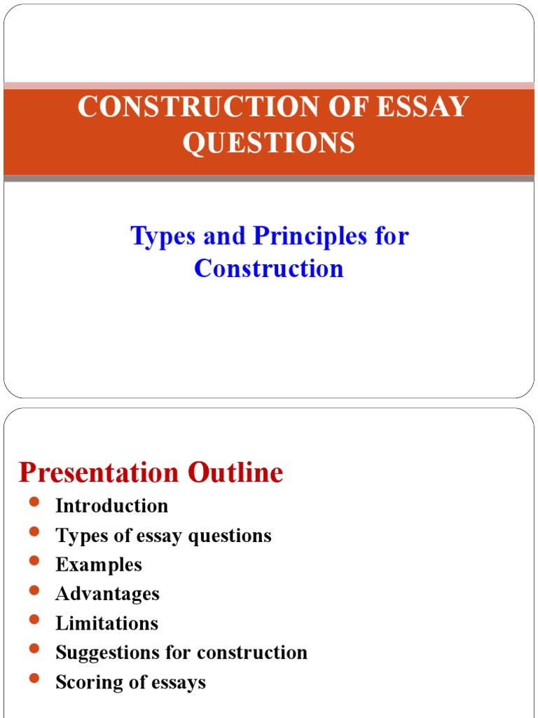 Principles of Essay Question Construction | PDF | Question | Essays