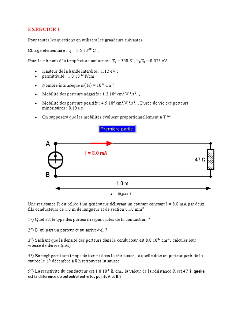 Exercice 1 | PDF | Semi-conducteurs | Dopage (semi-conducteur)
