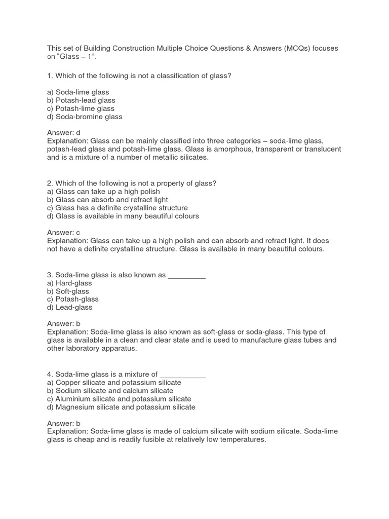 MCQ Gad 2 | PDF | Glasses | Oxide