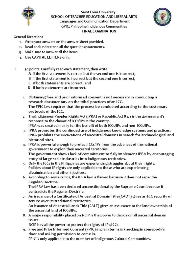 GPIC Final Exam | PDF | Traditional Knowledge | Resource