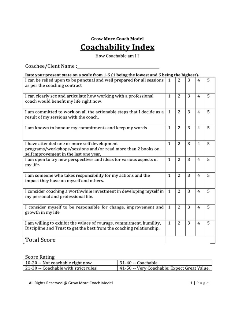 Coachability Index | PDF