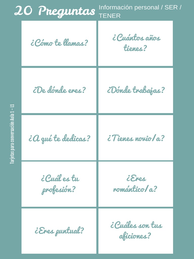 Tarjetas Conversación A1-L1 | PDF