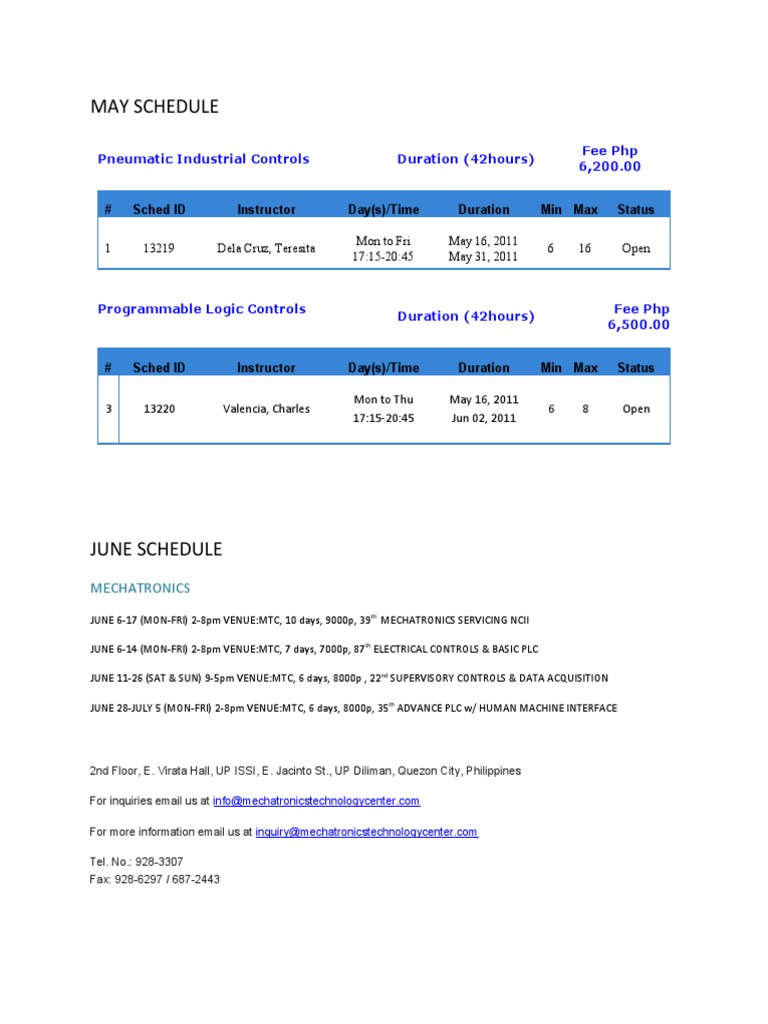 Schedule | PDF | Computer Science | Computer Engineering