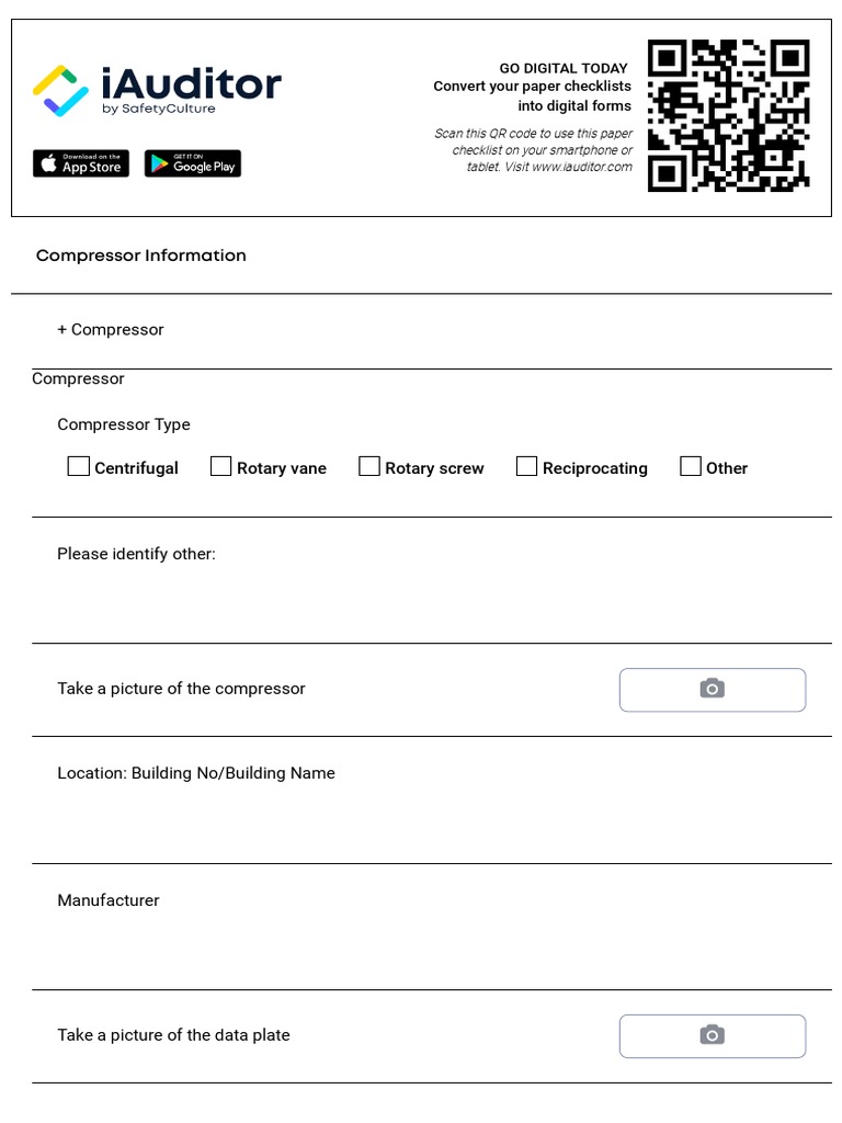 Compressor Preventive Maintenance Checklist - SafetyCulture | PDF ...