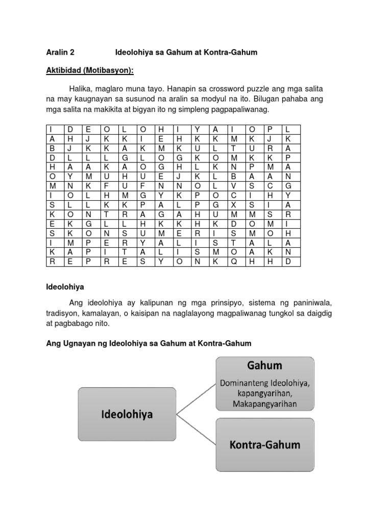 Aralin 2 - Ideolohiya Sa Gahum at Kontra | PDF