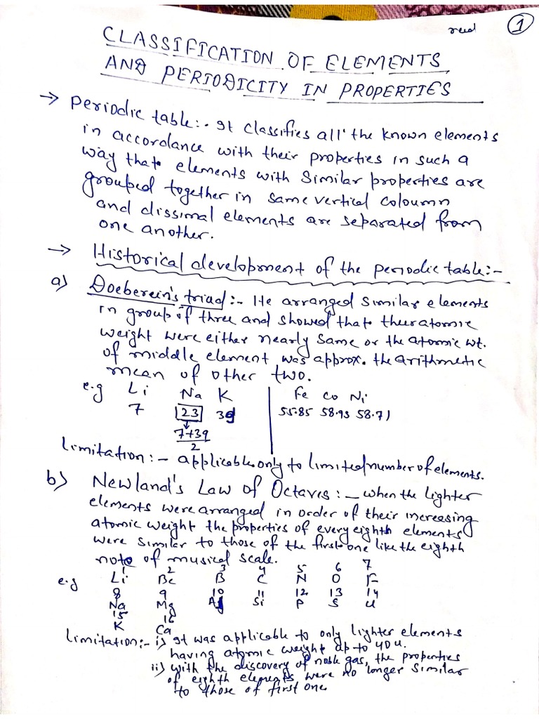 Notes (Ashish Sir) of Classification of Elements and Periodicity in ...