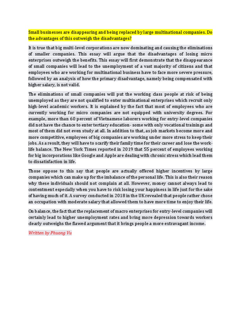 Disadvantages of Large Companies Over Small | PDF | Employment ...