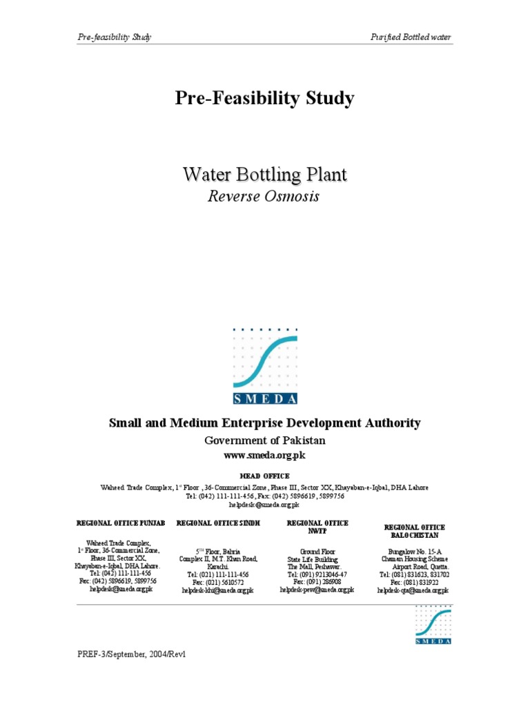 Pre Feasibility Study | PDF | Water Purification | Water
