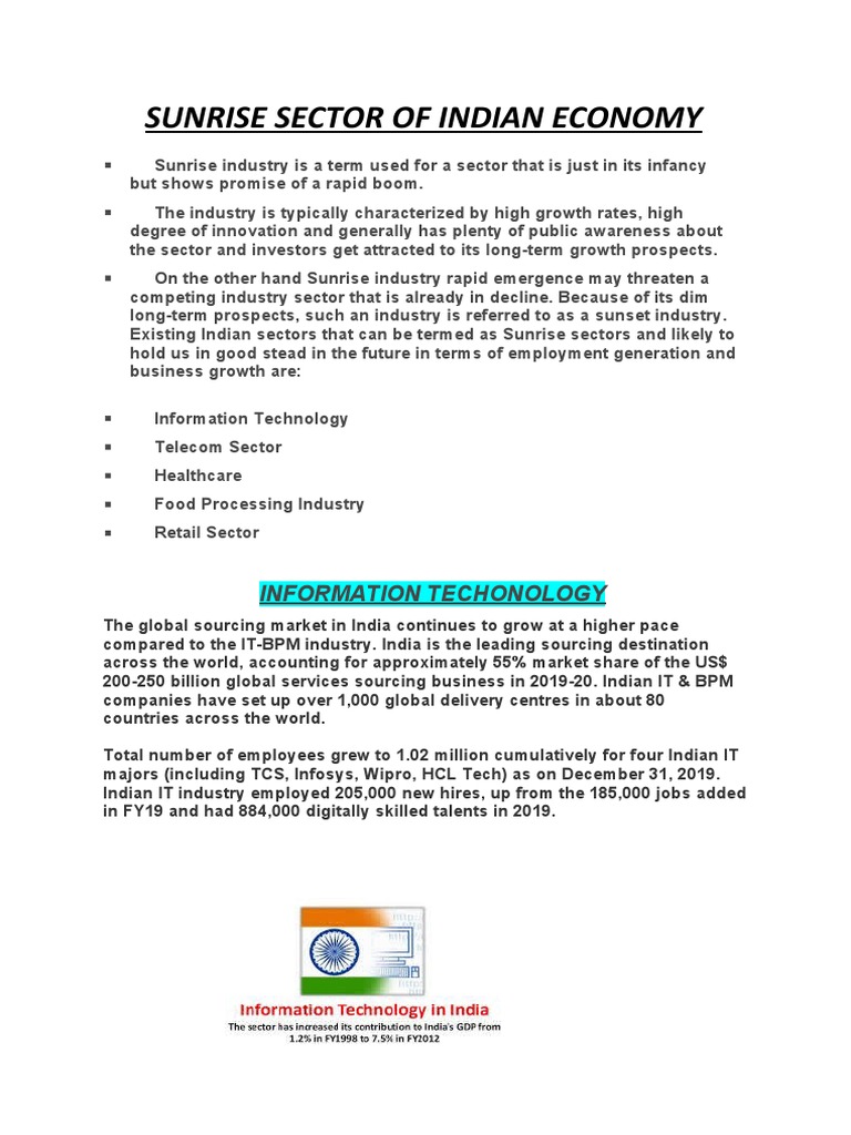 Sunrise Sector of Indian Economy: Information Techonology | PDF ...