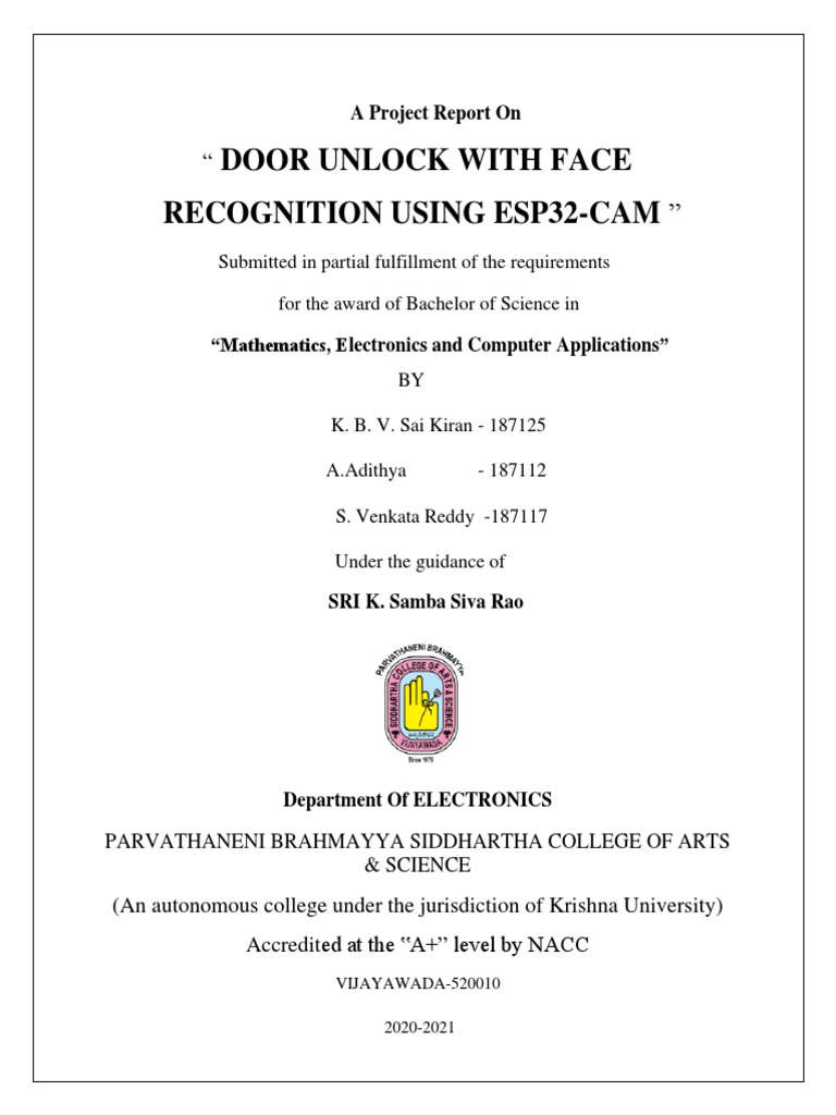 Door Unlock With Face Recognition Using Esp32-Cam: A Project Report On ...