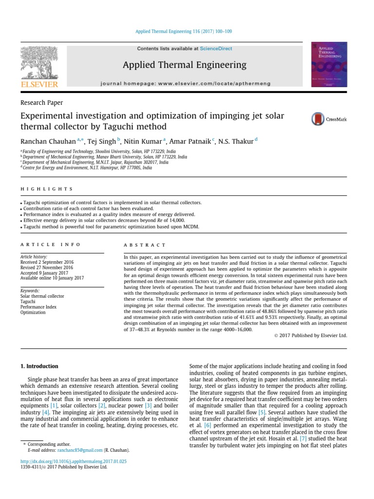 Applied Thermal Engineering (2017) | PDF | Signal To Noise Ratio | Heat ...