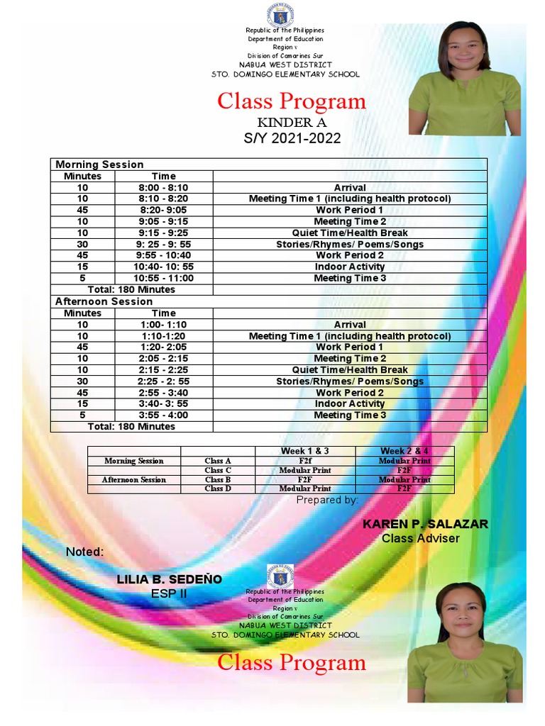 Class Program: Kinder A S/Y 2021-2022 | PDF