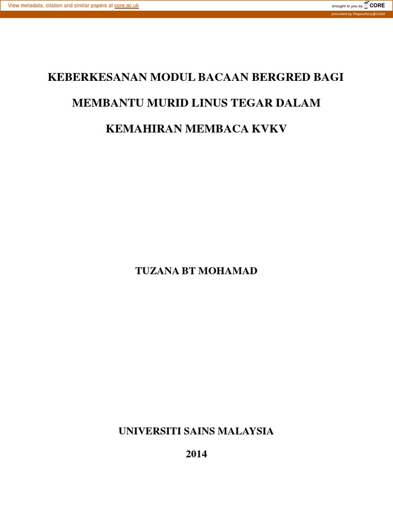 Keberkesanan Modul Bacaan Bergred untuk LINUS | PDF