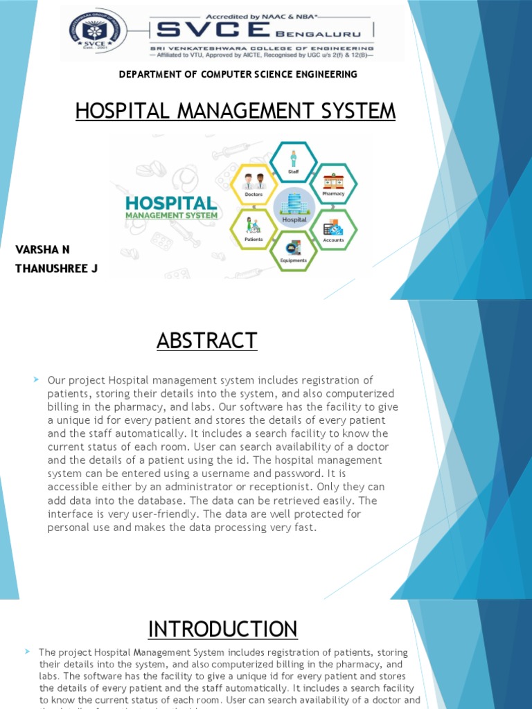 Hospital Management System: Department of Computer Science Engineering | PDF | Databases | User ...