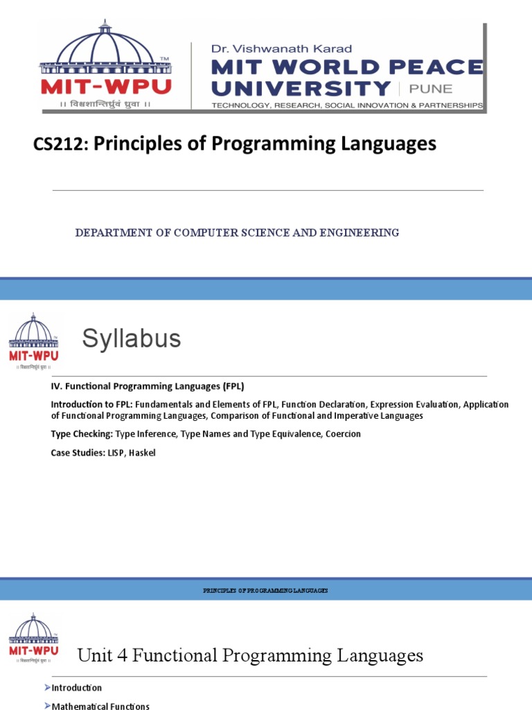 Principles of Programming Languages: Department of Computer Science and ...