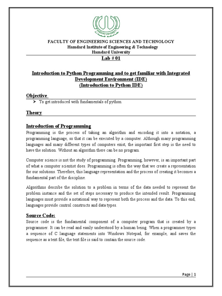 Oop Lab 1 Pdf Computer Programming Variable Computer Science