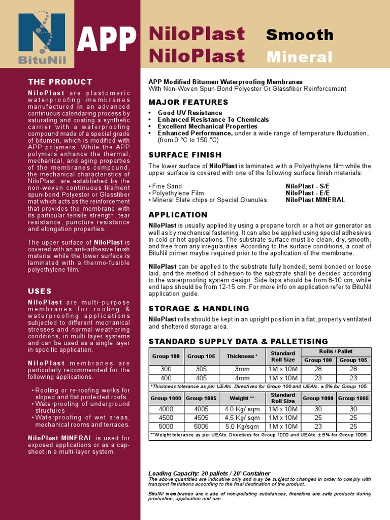 Niloplast Niloplast: Mineral | PDF | Fiberglass | Nonwoven Fabric