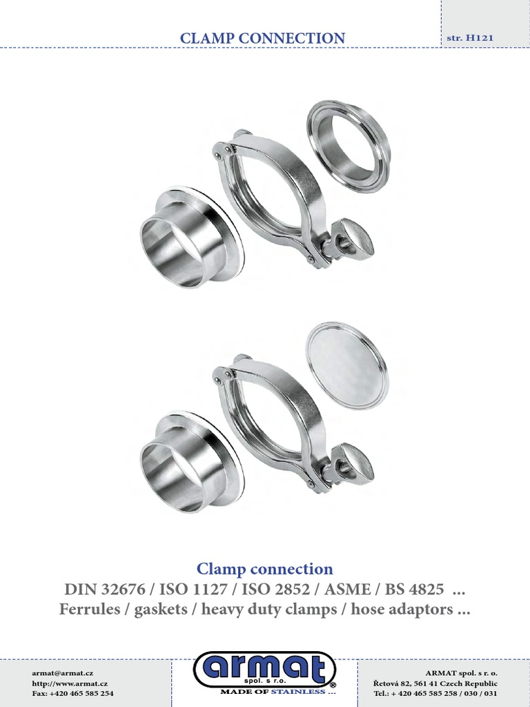 Stainless Steel Clamp Union Din 32676 | PDF | Building Materials ...