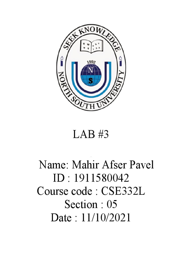CSE332L.5-1911580042-MahirAfserPavel-LAB3-Design of A 4 Bit Universal Shift Register | PDF