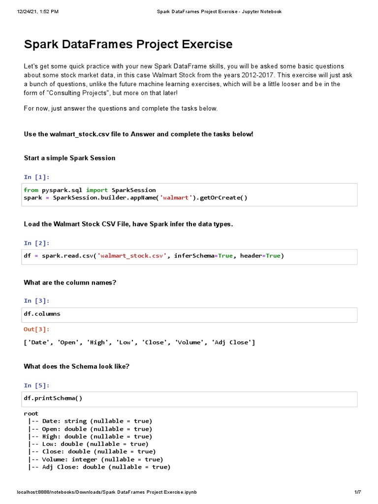 Spark DataFrames Project Exercise | PDF | Apache Spark | Comma Separated Values
