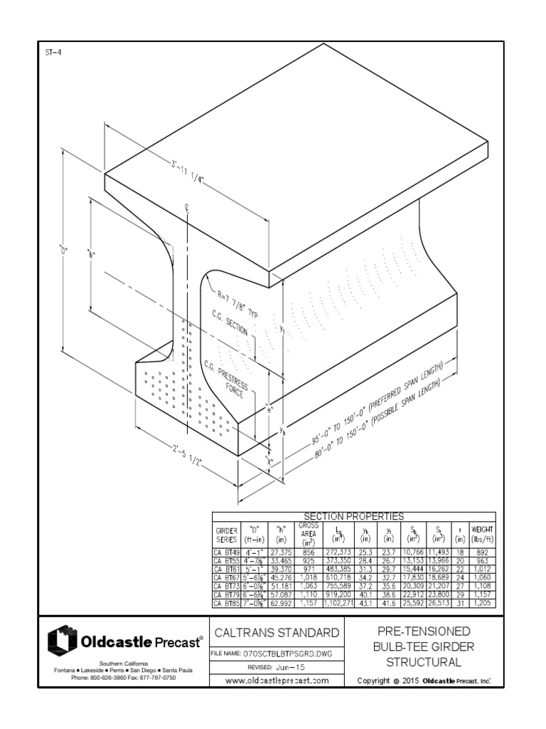 ST 04 Pre Tensioned Blub Tee Girder | PDF