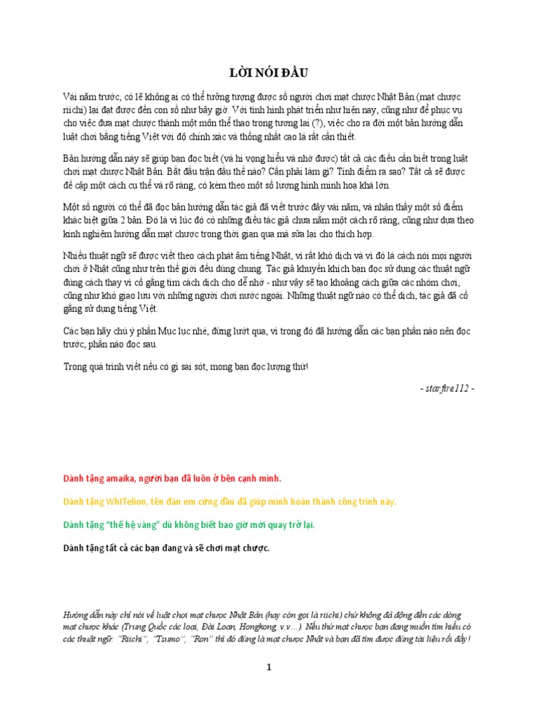 Luat Choi Mat Chuoc Nhat (v2.6) | PDF