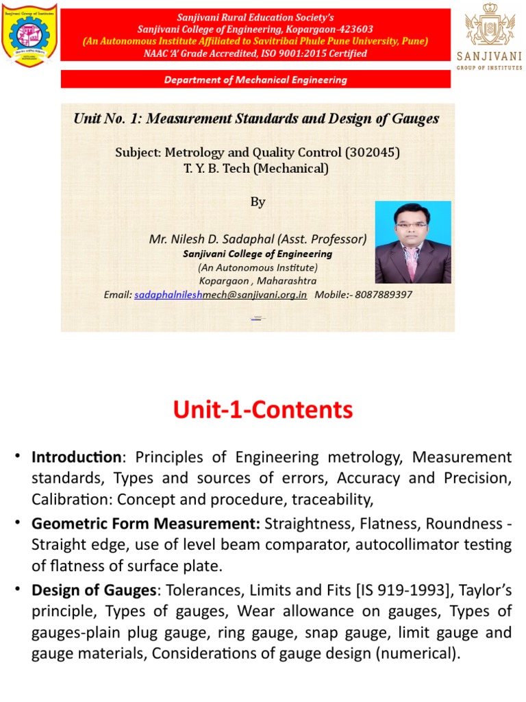 Unit-1.0-Measurement Standards and Design of Gauges | PDF ...