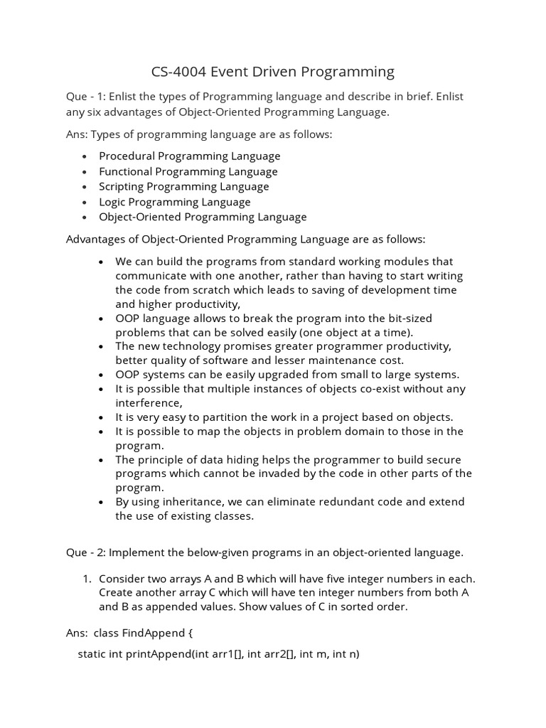 Event Driven Programming | PDF | Object Oriented Programming ... Event Driven Programming | PDF | Object Oriented Programming ...