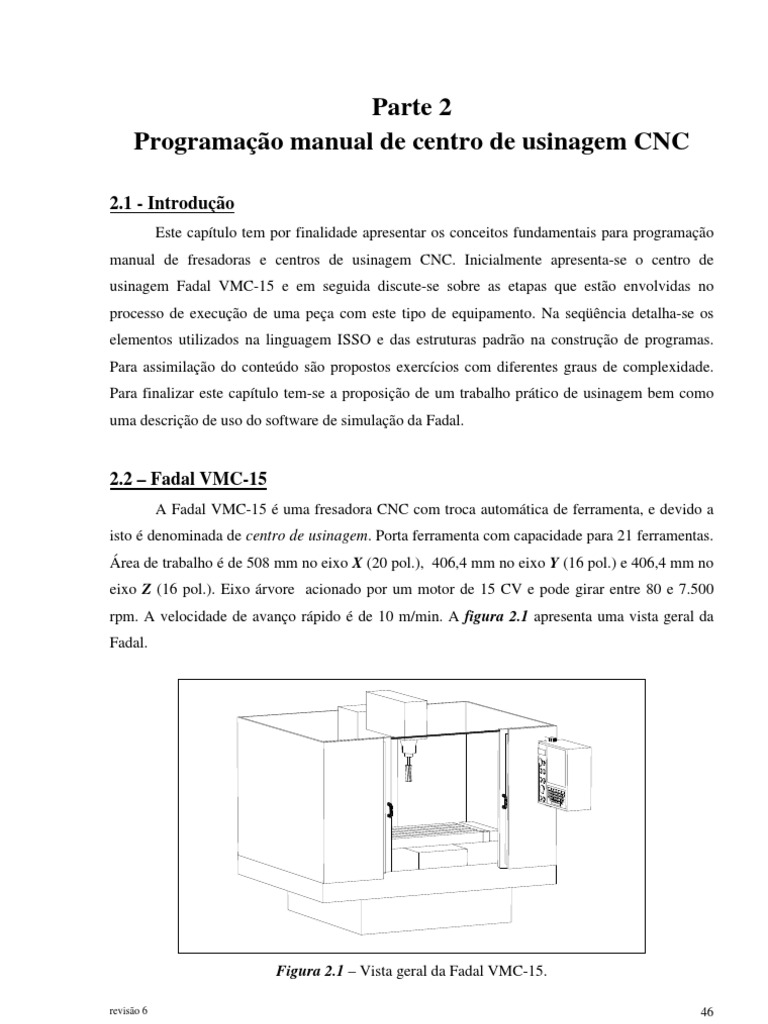 Programação Manual de Centro de Usinagem CNC | PDF | Programa de ...