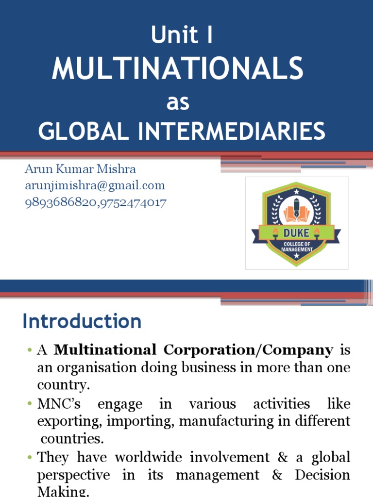 MNCs as Global Intermediaries | PDF | Organizational Structure ...