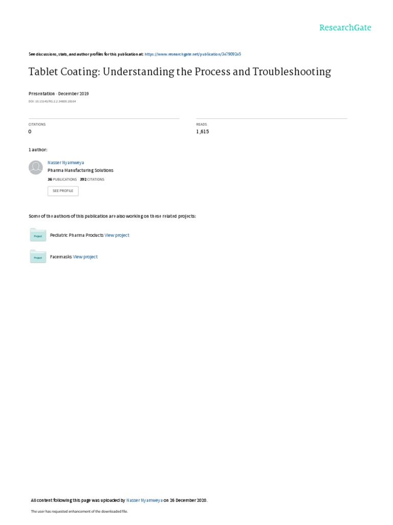 Tablet Coating: Understanding The Process and Troubleshooting | PDF ...