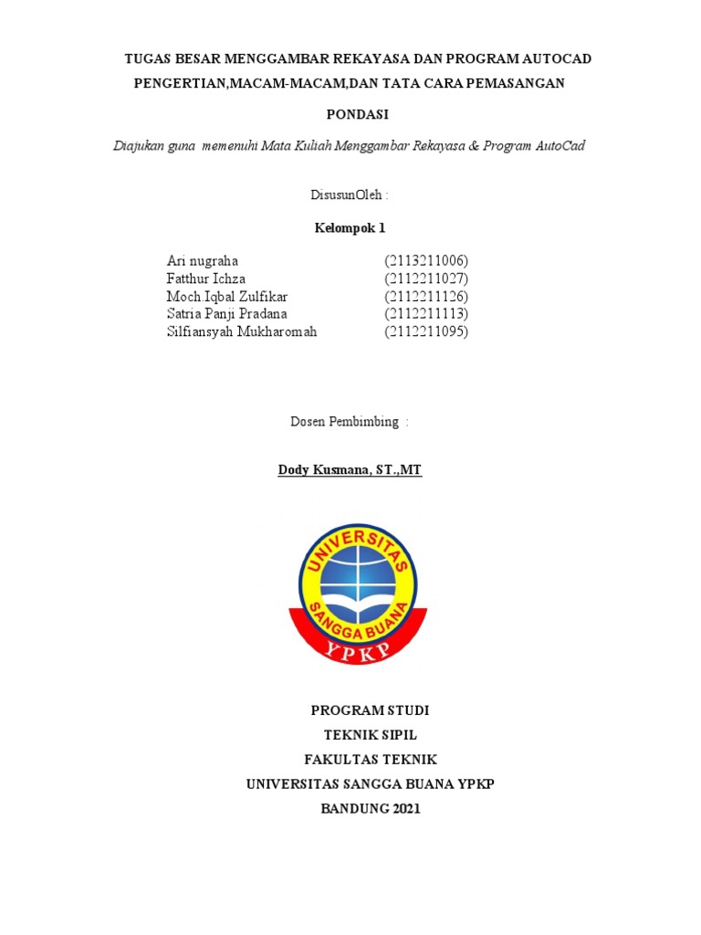 Tugas Besar Menggambar Rekayasa Dan Program Autocad Pengertian | PDF
