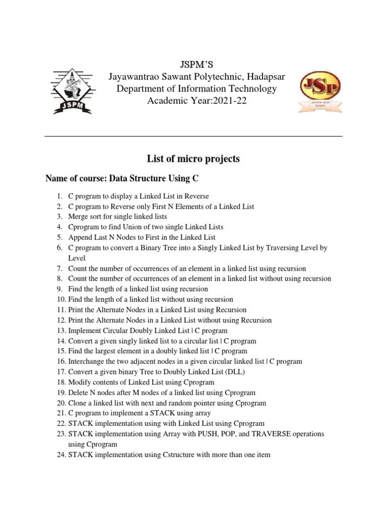 DSU Microproject List | PDF | Computer Programming | Data Management DSU Microproject List | PDF | Computer Programming | Data Management