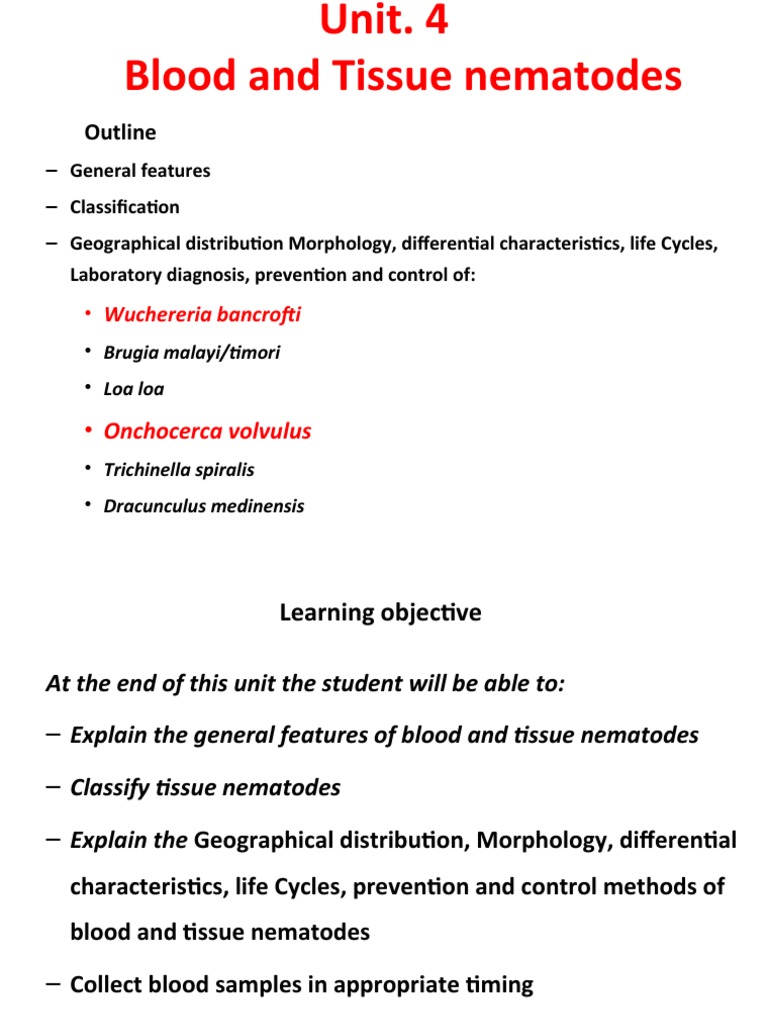 Classification and Life Cycles of Major Blood and Tissue Nematodes ...