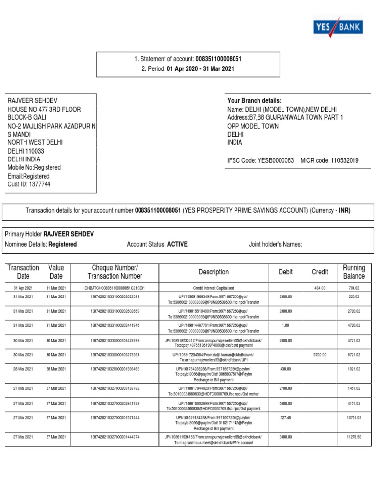 1.bank Statement | PDF | Financial Transaction | Deposit Account