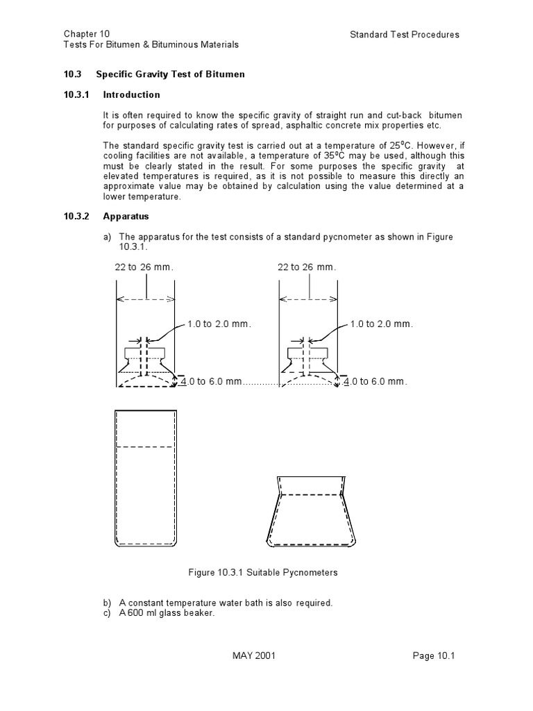 Specific Gravity Test of Bitumen | PDF | Asphalt | Water