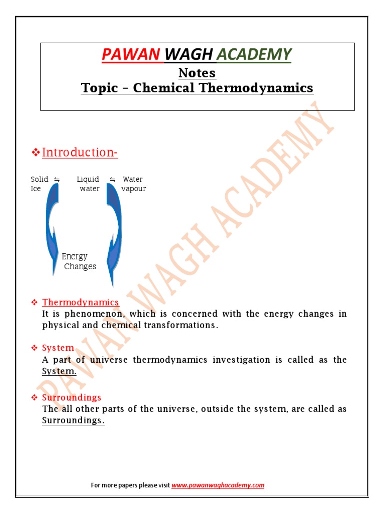 Chemical Thermodynamics Guide | PDF | Enthalpy | Heat