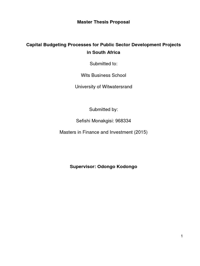 Capital Budgeting Processesfor Public Sector Development Projects ...