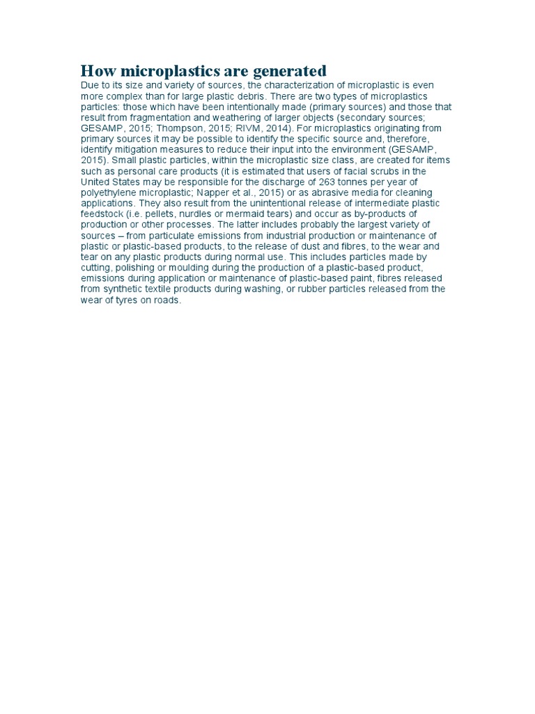 Microplastics Generation | PDF