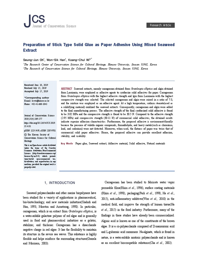 Preparation of Stick Type Solid Glue As Paper Adhe | PDF | Adhesive | Algae