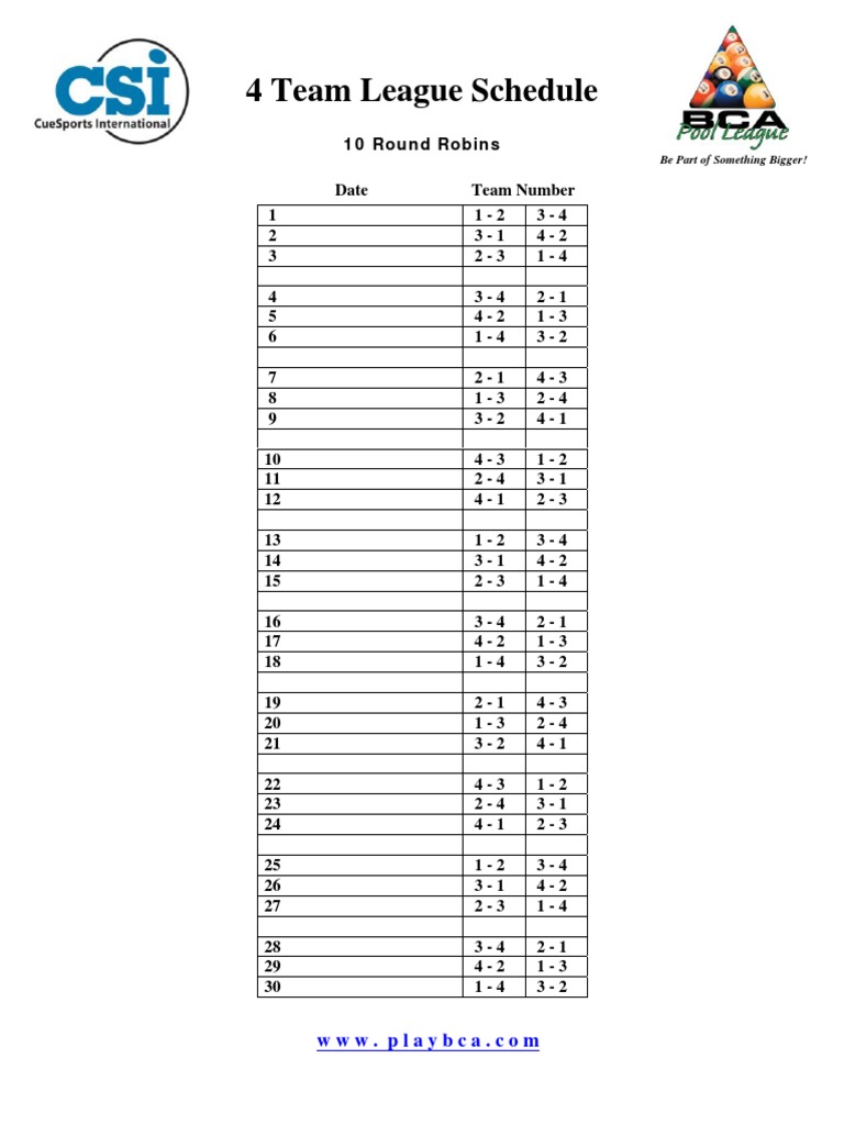 4 Team Cricket League Schedule | PDF