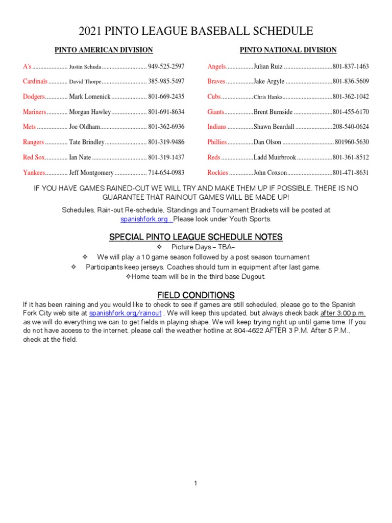 Baseball Boys Pinto Schedule | PDF | San Francisco Giants | New York ...