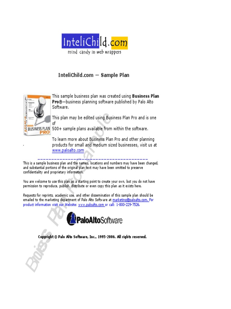 Business Plan Pro Sample | PDF | Small Business & Entrepreneurs ...
