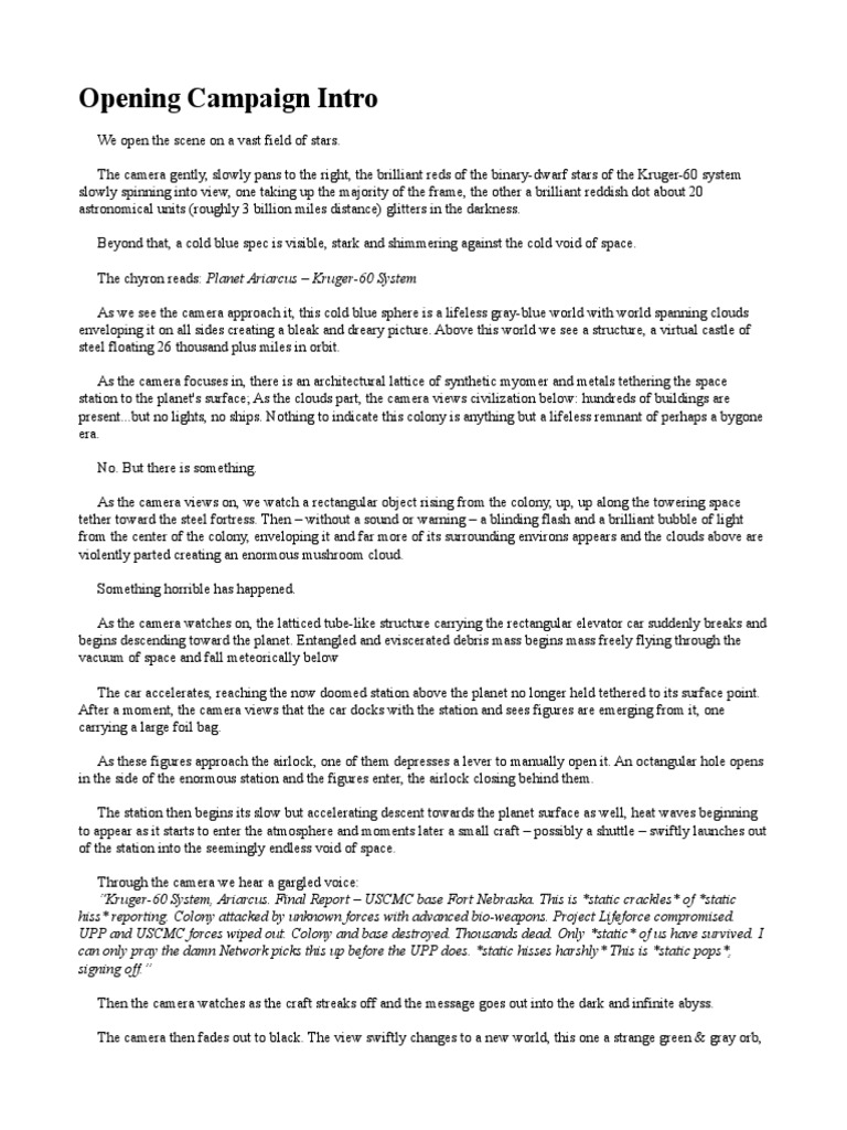 Aliens RPG Scene Scripts | PDF | Stars