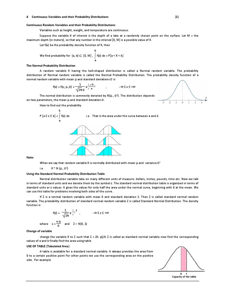 Continuous Random Variables | PDF | Normal Distribution | Probability ...